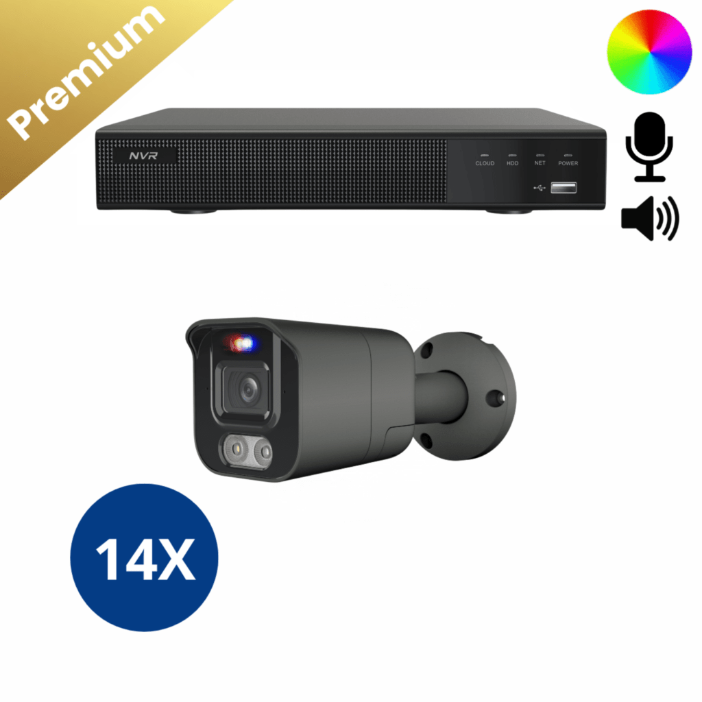 14x Dual Light Bullet Premium - Beveiligingscamera set draadloos