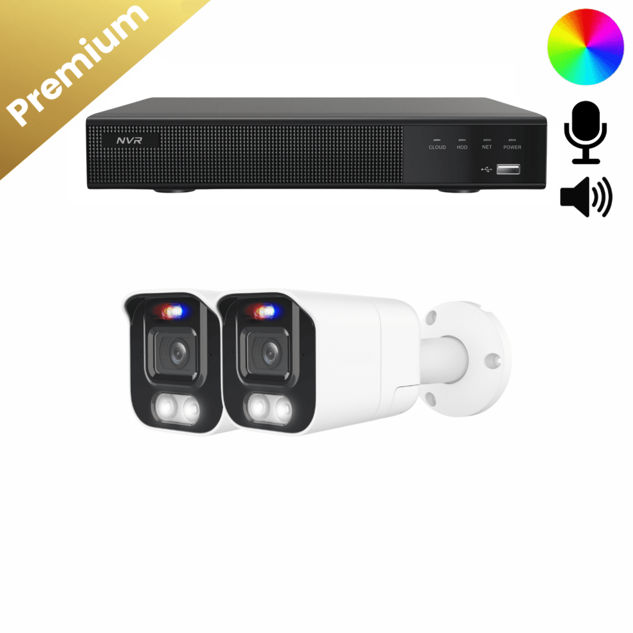 2x Bullet Premium 4K - Dual Light - Beveiligingscamera set - Wit