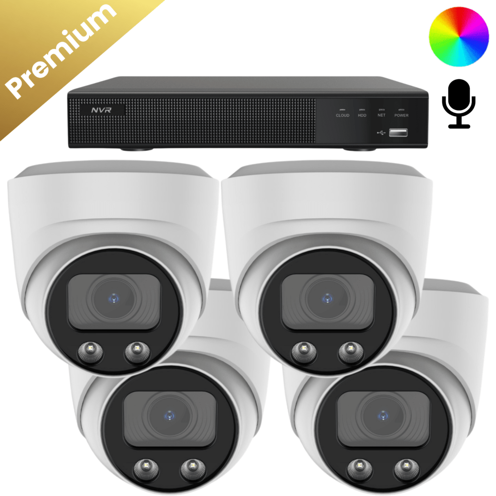 4x Full Color 4K Beveiligingscamera set - Sony Premium - Wit