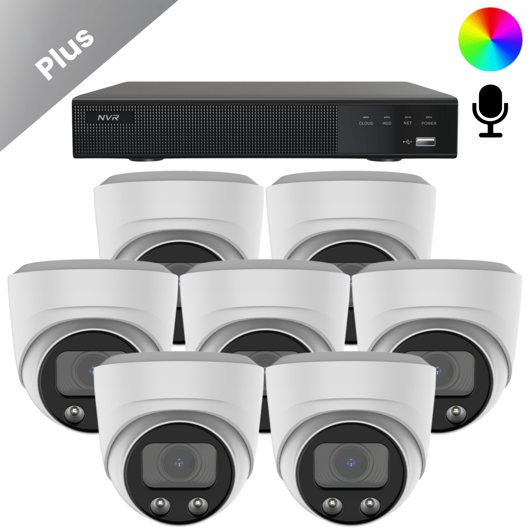7x Sony Dome Plus AI-ISP Full Color 2K - Wit - 24/7 kleurenbeeld
