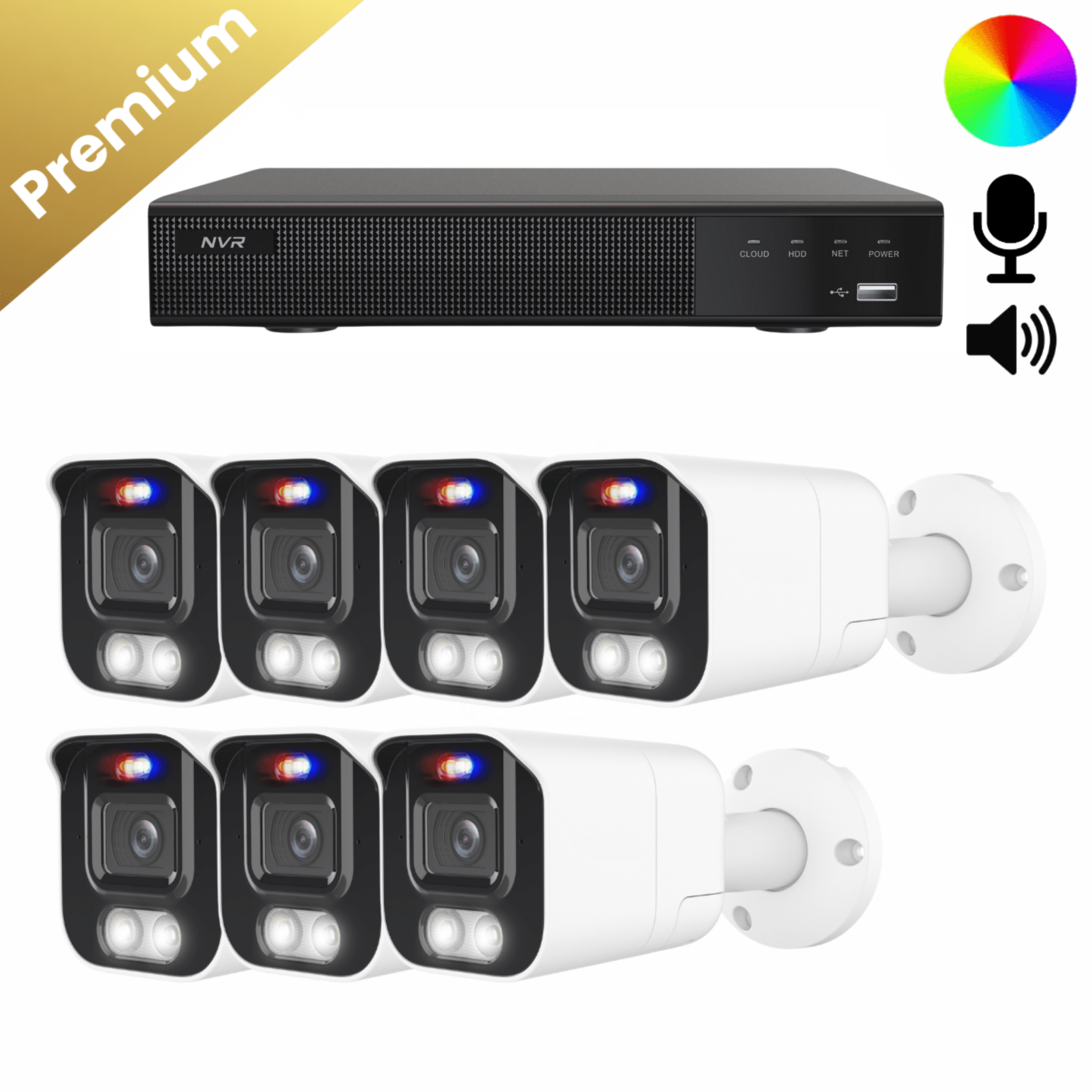 7x Bullet Premium 4K - Dual Light - Beveiligingscamera set - Wit